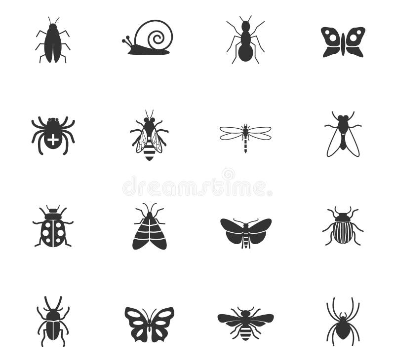 Insects icon set stock vector. Illustration of round - 126295780