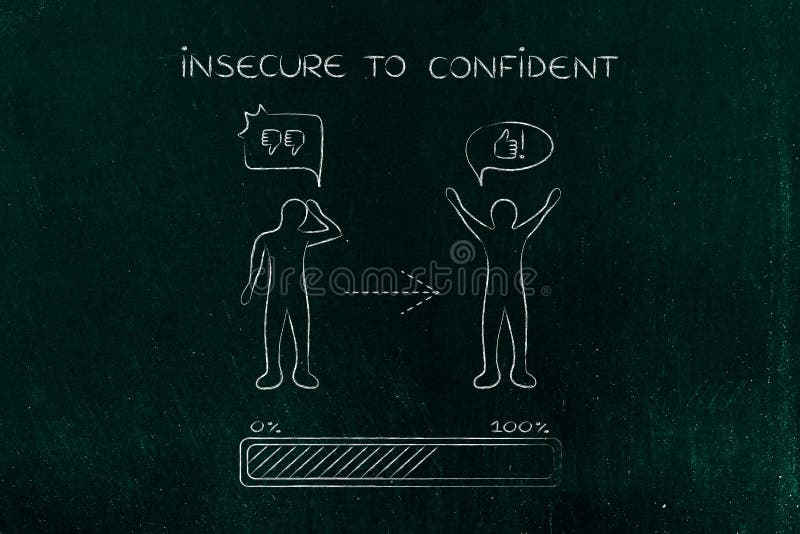 Insecure To Confident: Changing Attitude, Progress Bar & Comic B Stock ...