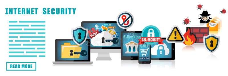 Insegna Di Concetto Di Sicurezza Di Internet Illustrazione di Stock ...