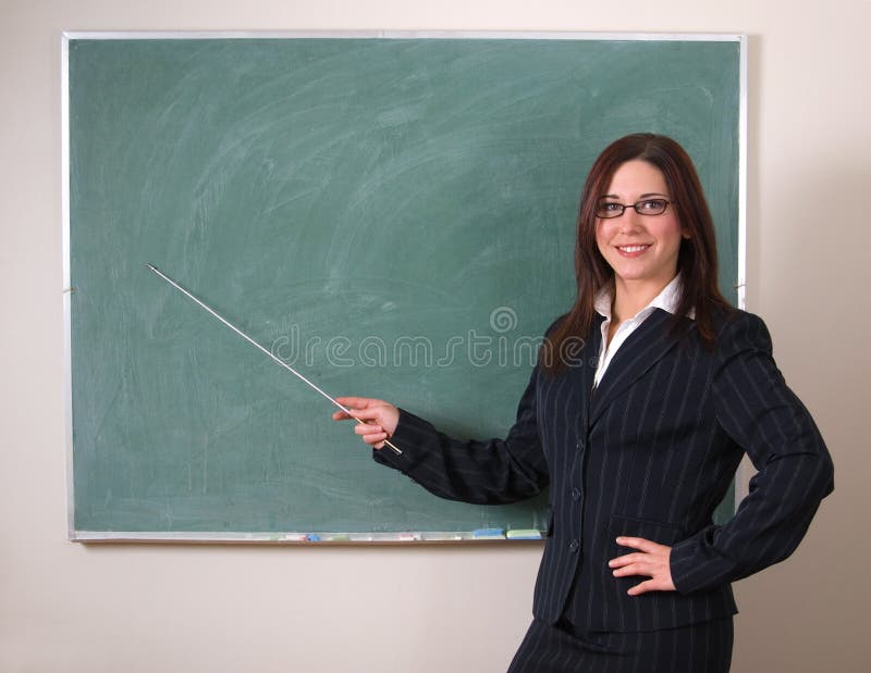 Insegnante E Lavagna in Bianco Fotografia Stock - Immagine di bello ...