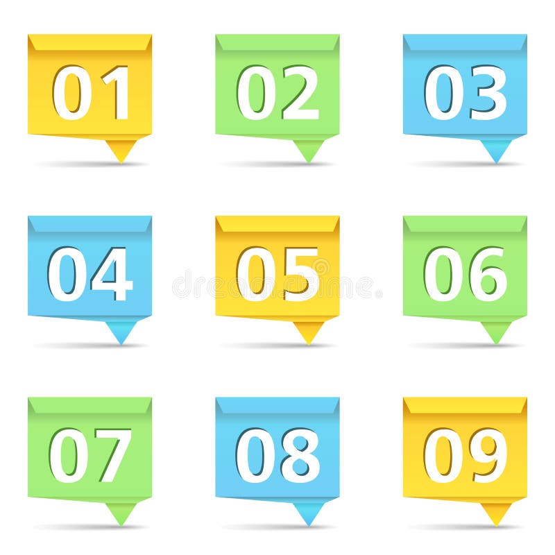 Insegne Di Origami Con I Numeri Illustrazione Vettoriale ...
