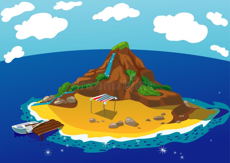 Insel mit Berg vektor abbildung. Illustration von abbildung - 27034842