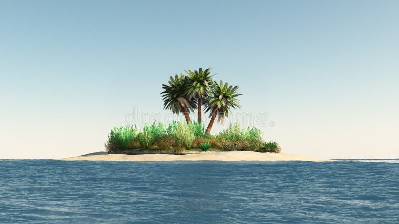 Insel mit Palmen stock abbildung. Illustration von blatt - 23720991