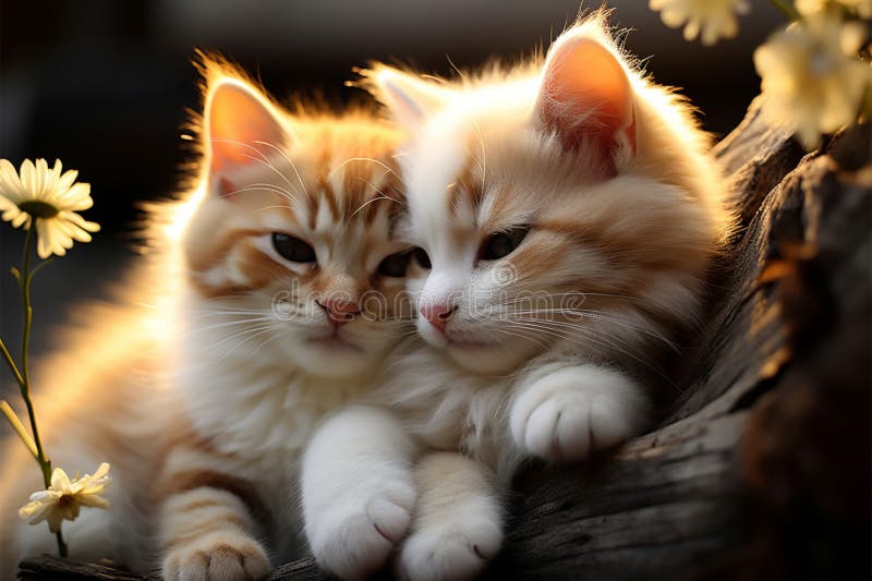 Inseparable Duo Cat and Daisy Cuddle, a Heartwarming Connection Stock ...