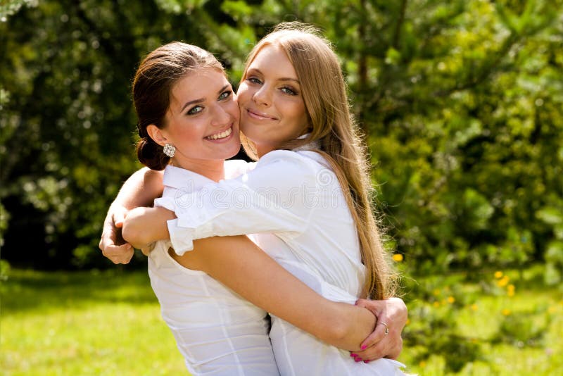 We are Inseparable Lovely Girlfriends Stock Image - Image of grass ...