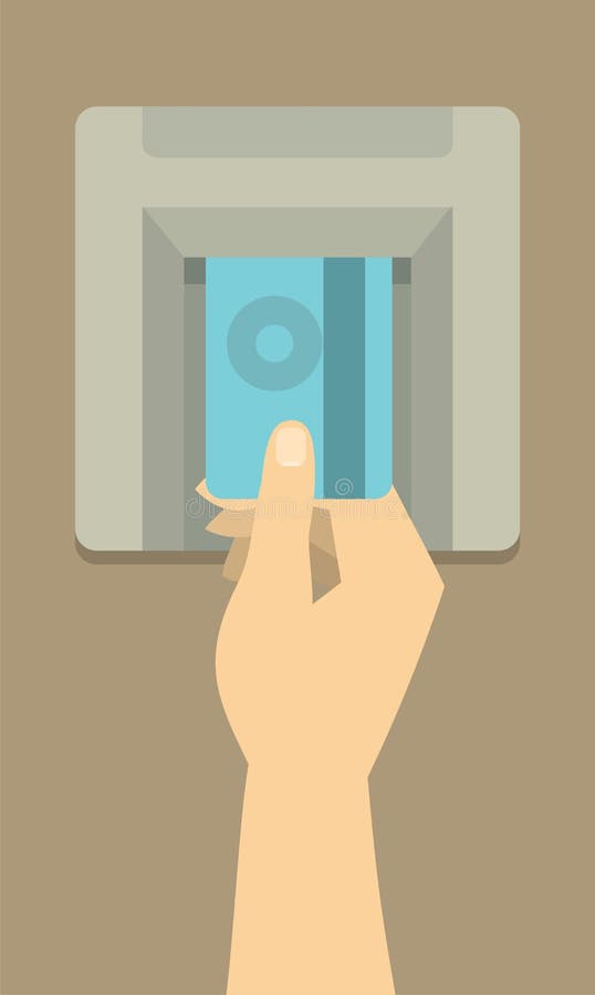 Insert card into the ATM stock vector. Illustration of insert - 47393604
