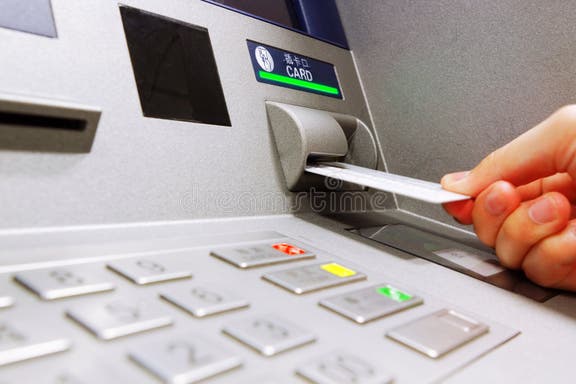 Insert Card in a ATM Machine Stock Image - Image of account, closeup ...
