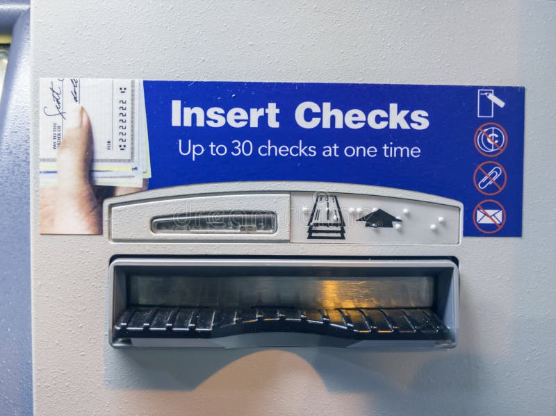 An Insert Checks Section on an ATM at a Bank Editorial Stock Photo ...