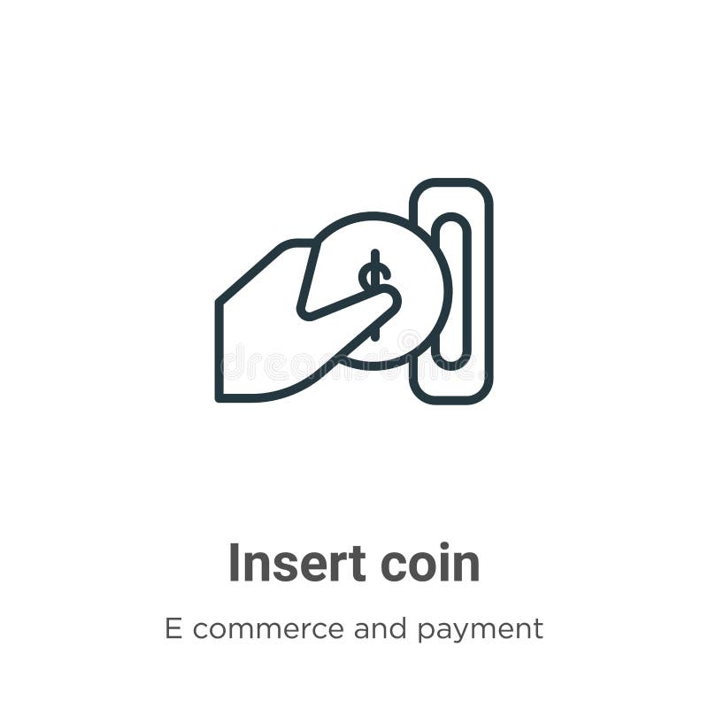 Insert Coin Line Style Icon Stock Vector - Illustration of token ...