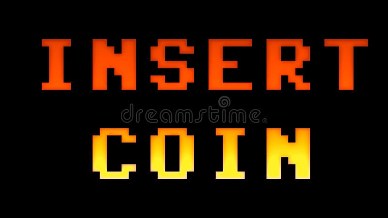 Insert coin 8bit retro stock illustration. Illustration of arcade ...
