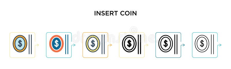 Insert Coin Line Style Icon Stock Vector - Illustration of token ...