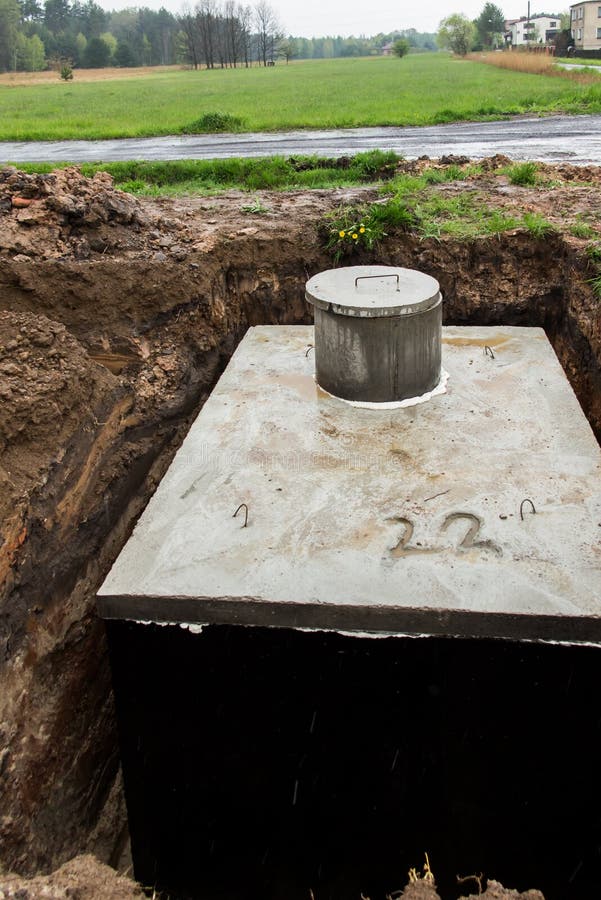 Insert Concrete Septic Septic Tank Stock Image - Image of drainage ...