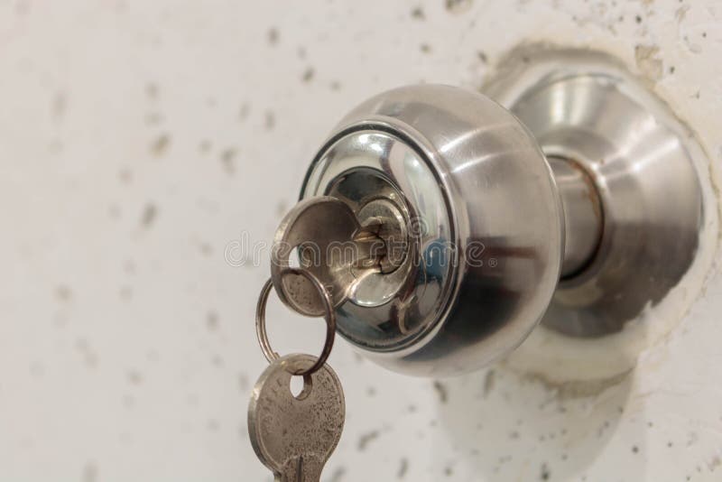 Insert Key into Lock (closeup) Stock Photo - Image of object, blue ...