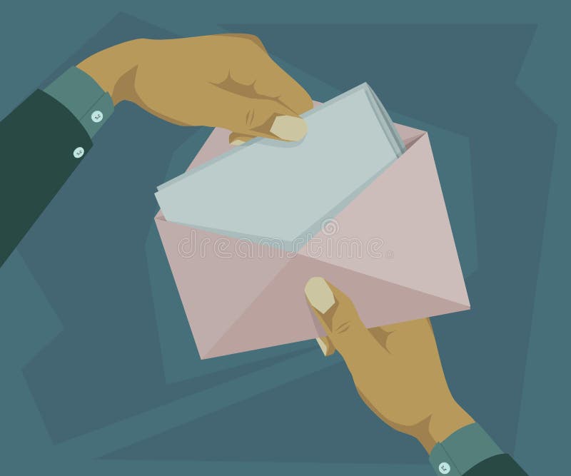 Insert a Letter in an Envelope Stock Vector - Illustration of hand ...