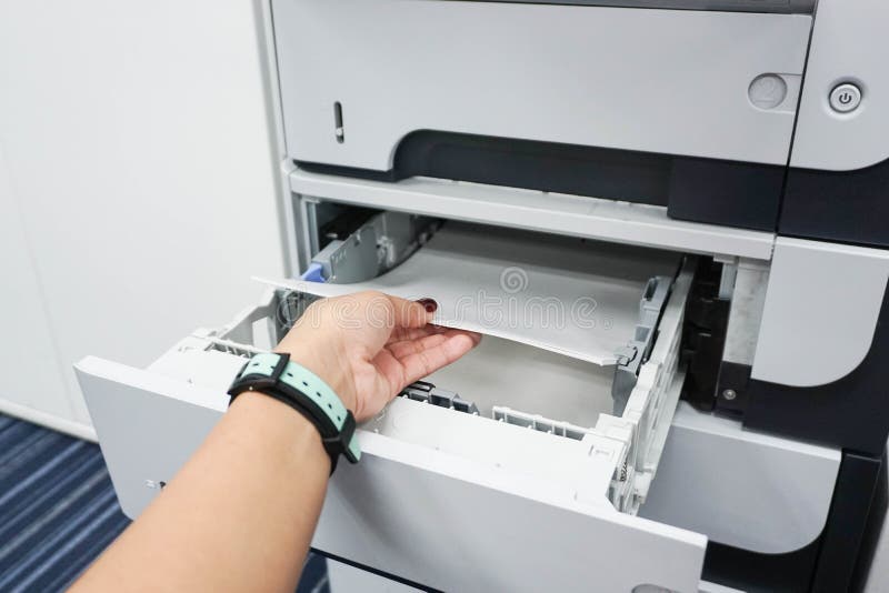 Insert Paper into the Printer Stock Image - Image of button, girl: 77639299