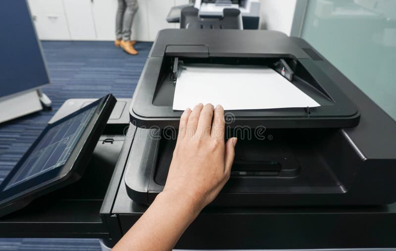 Insert Paper To Office Printer for Printing Stock Photo - Image of copy ...