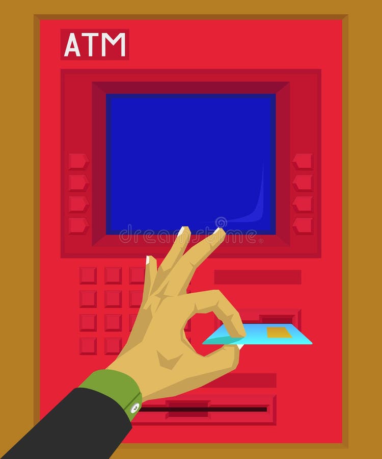 Insert or Remove a Debit Card in ATM Stock Vector - Illustration of ...