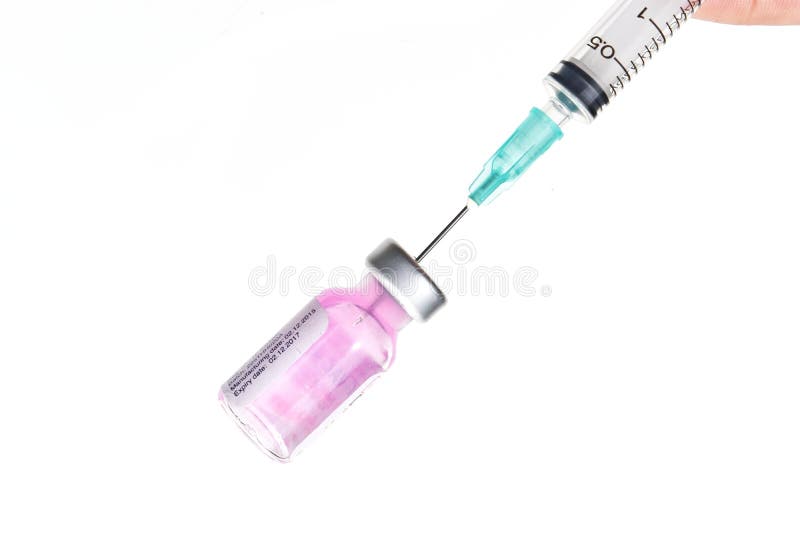 Insert Syringe into a Vial for Pull the Purple Liquid Stock Image ...