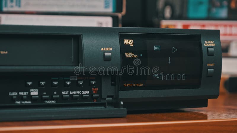 Insert VHS Cassette into VCR and Push Play Button Stock Footage - Video ...