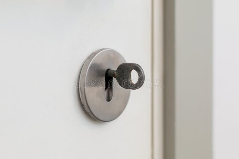 Inserted Key in To the Bathrooms Lock Stock Image - Image of restroom ...