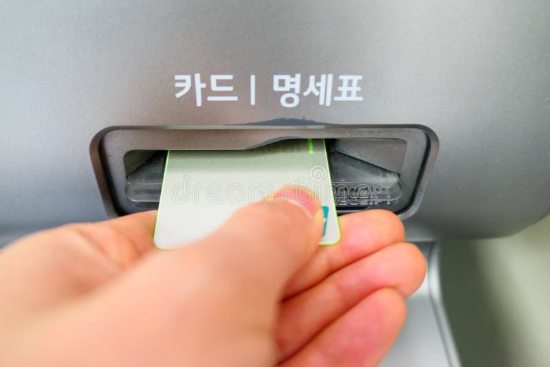 Inserting card into ATM stock photo. Image of machine - 181522158