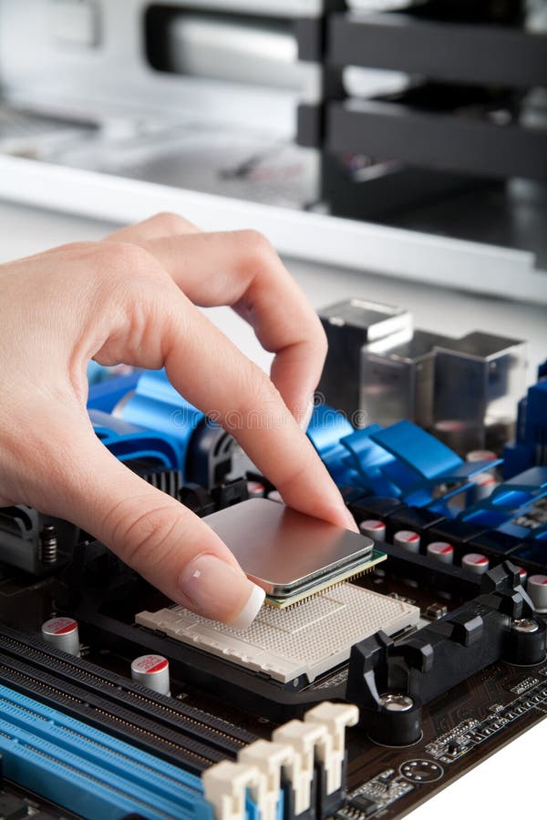 Inserting CPU, Processor into the Motherboard Stock Photo - Image of ...