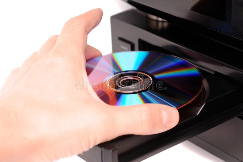 Inserting a disc stock image. Image of music, drive, video - 7780187