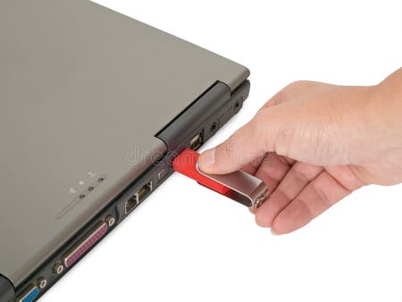 Inserting memory stick stock photo. Image of connection - 34327736