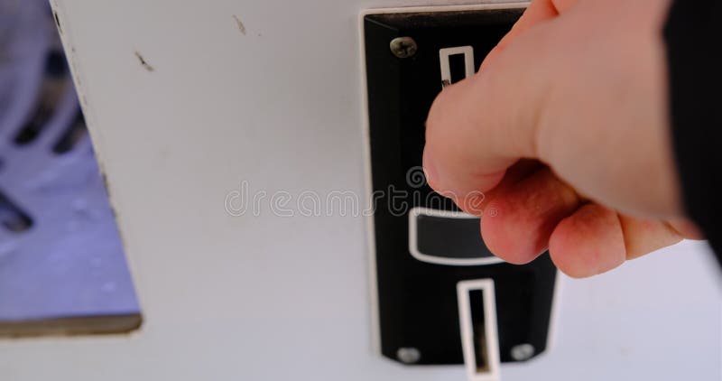 Inserting One Coin into Water Filter Vending Machine Water Filter ...