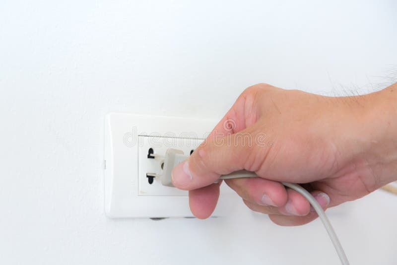 Man Inserting Plug Into Power Strip Stock Image - Image of outlets ...
