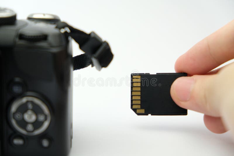 Inserting SD Card into a DSLR Camera Stock Photo - Image of cameras ...