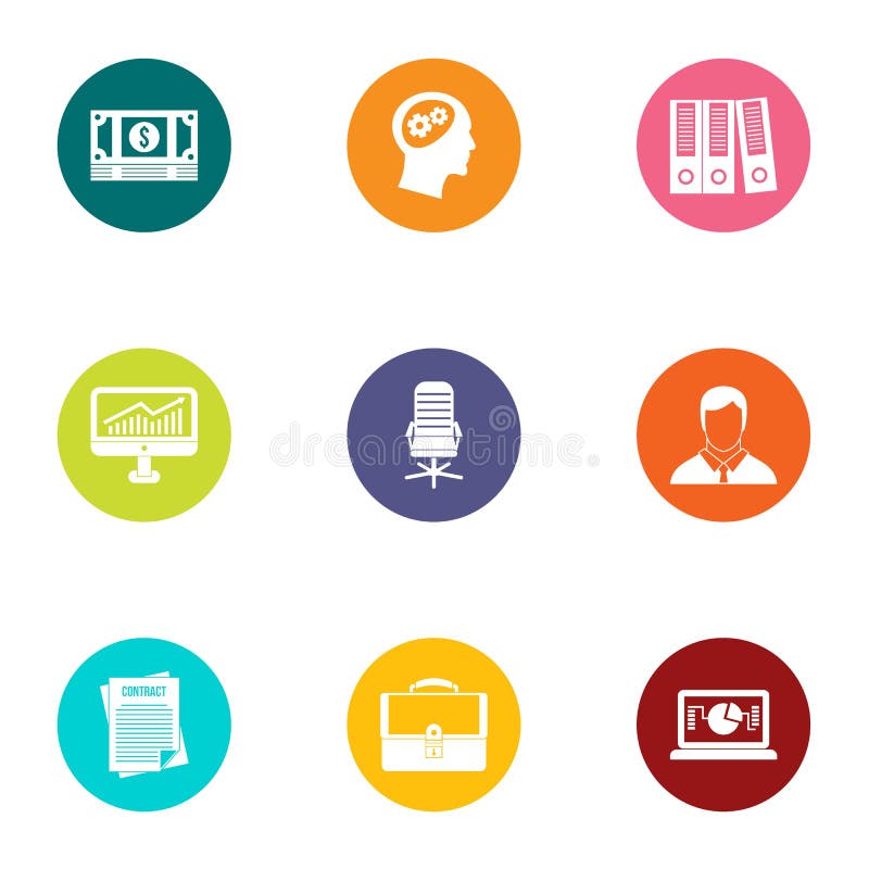 Insertion Icons Set, Flat Style Stock Vector - Illustration of ...