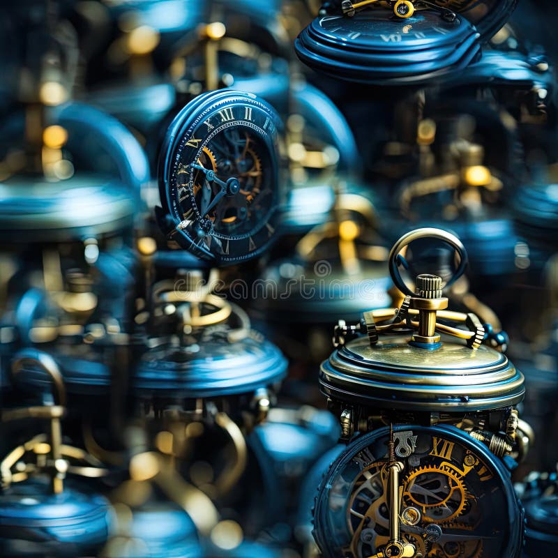 Inset of Blue Clocks with a Steampunk Aesthetic (tiled Stock ...