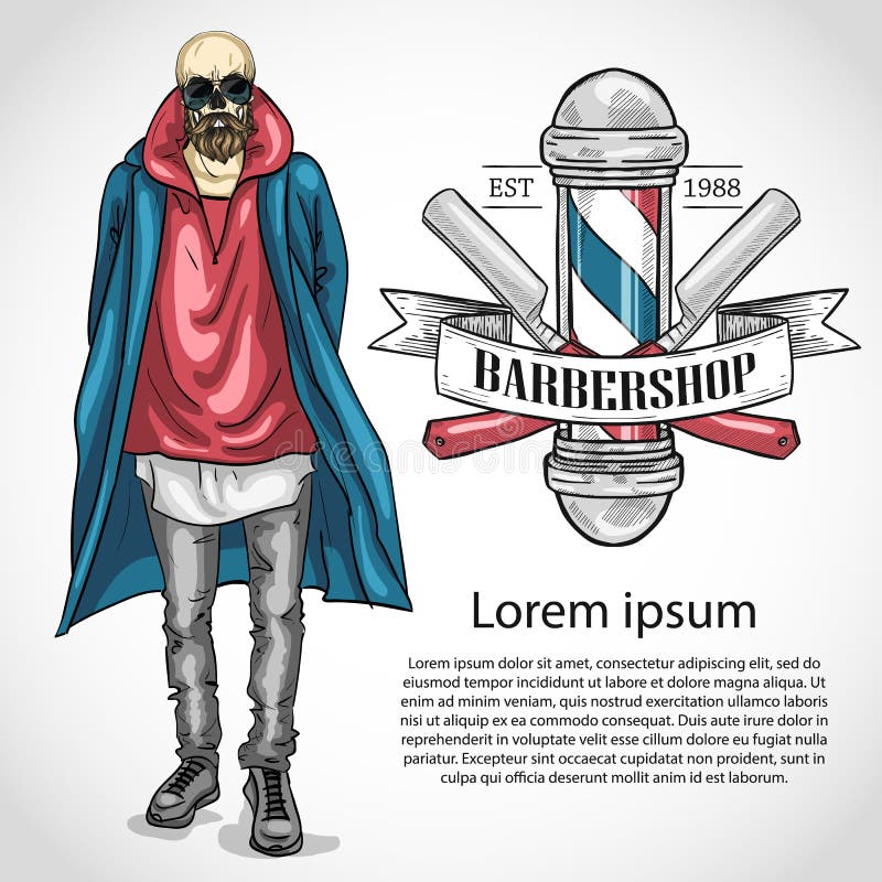 Inseto Do Barbeiro Com Uma Fita E Uma Barba Ilustração do Vetor ...