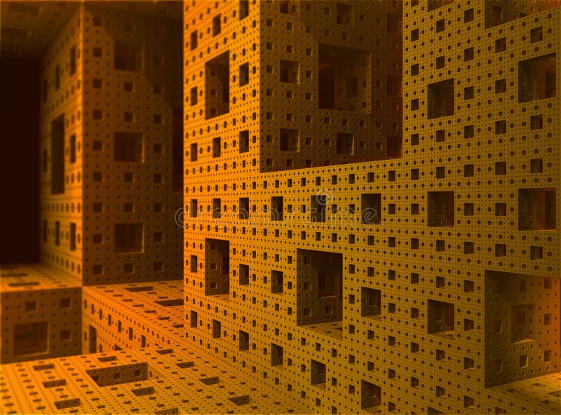 Inside a 3D Sierpinski Sponge Fractal Object Stock Illustration ...