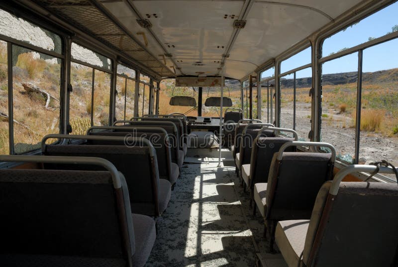 Inside of an abandoned bus stock photo. Image of transport - 5903914