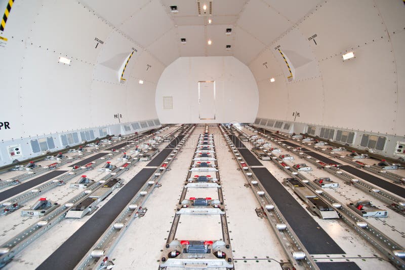 Inside air cargo freighter stock image. Image of dock - 25299345