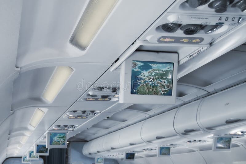 Inside an airplane stock image. Image of carrier, cabin - 21838381
