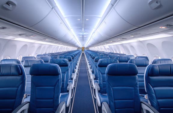 The Inside of an Airplane is Empty and Blue Stock Illustration ...