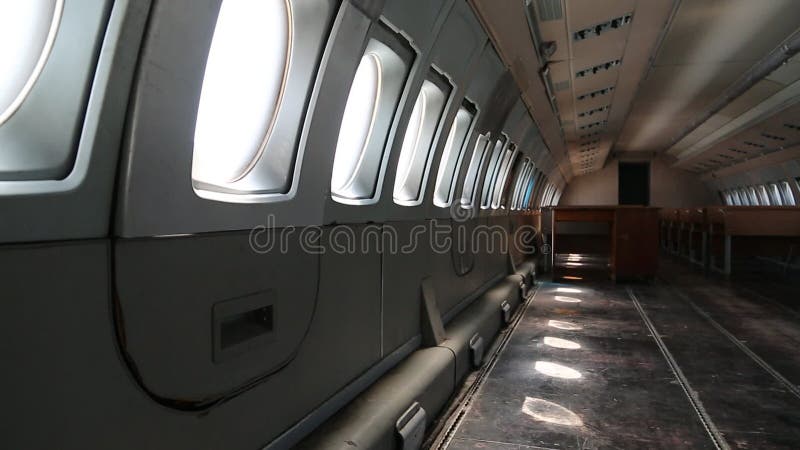 Empty Interior of Old Airliner Stock Footage - Video of deserted ...