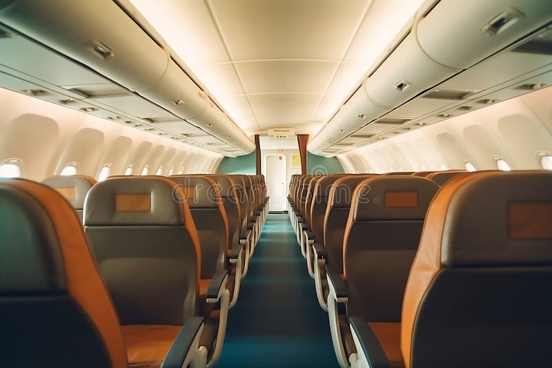 Inside an Airplane with Rows of Seats Stock Photo - Image of inflight ...