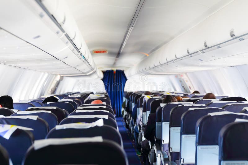 Interior of the Passenger Airplane Stock Photo - Image of inside, line ...