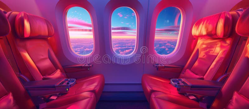 Inside Airplane View Out Window Stock Image - Image of seats, wing ...