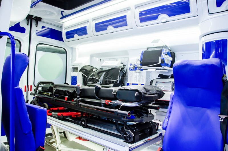 Inside an Ambulance Car with Medical Equipment Stock Image - Image of ...