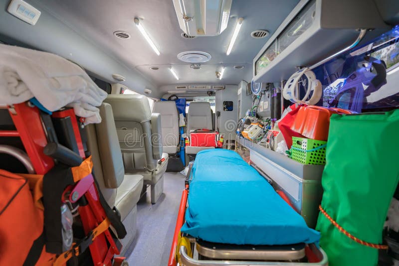 Inside Of An Ambulance For The Hospital Stock Image - Image of ...
