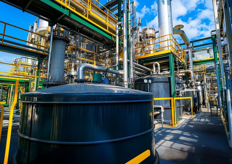 The Inside of an Ammonia Plant. the Footage Includes Process Lines ...