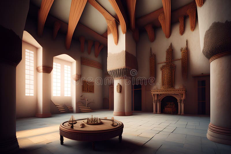 Inside Ancient Castle, Generative AI Illustration Stock Illustration ...