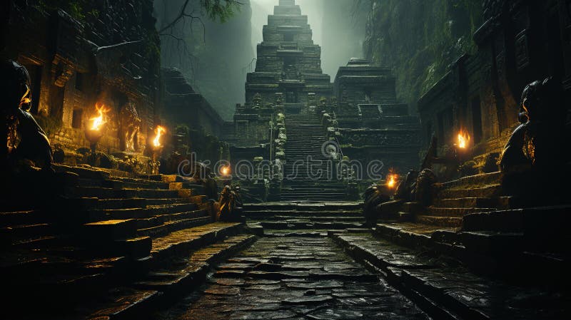 Inside an Ancient Mayan Temple Indiana Jones Style Background Stock ...