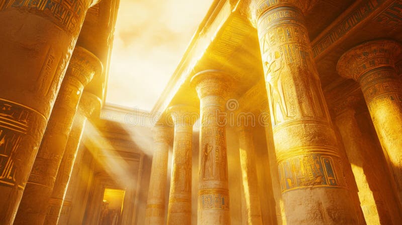 The Inside of an Ancient Temple, with Sunlight Streaming through and ...