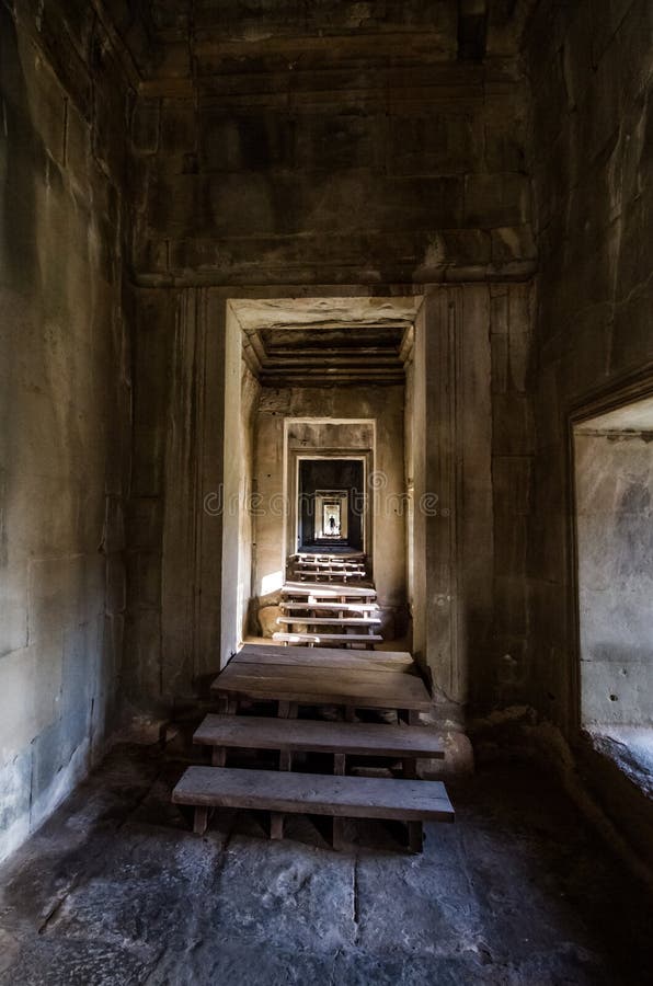 Inside Angkor Wat stock photo. Image of rock, famous - 64748562
